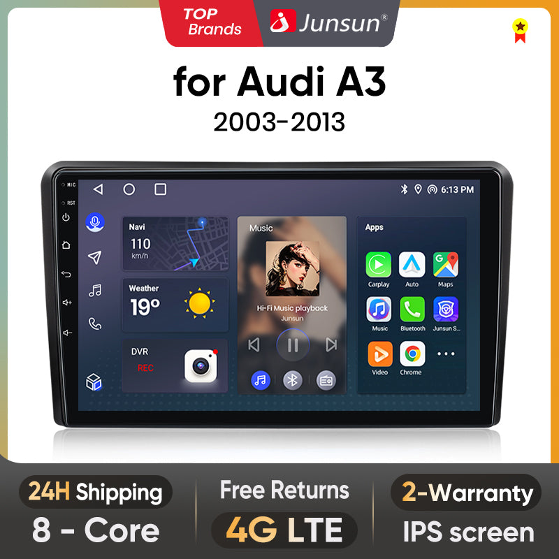 Junsun AI Voice 2 din Android Auto Radio For Audi A3 8P 2003 - 2013 Ca ...