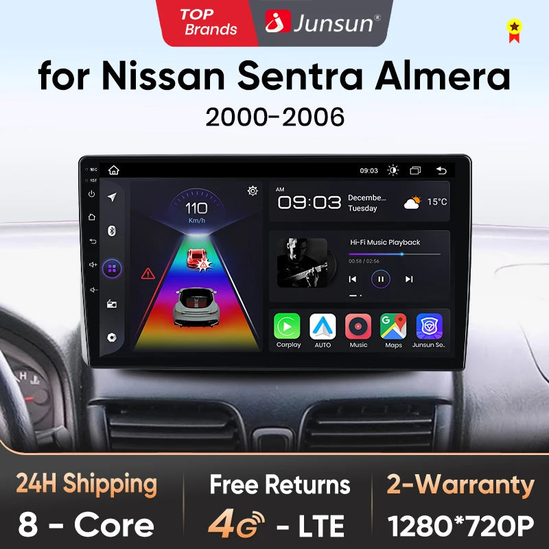 Junsun Wireless CarPlay Android Auto Radio For Nissan Sentra Almera 2 ...